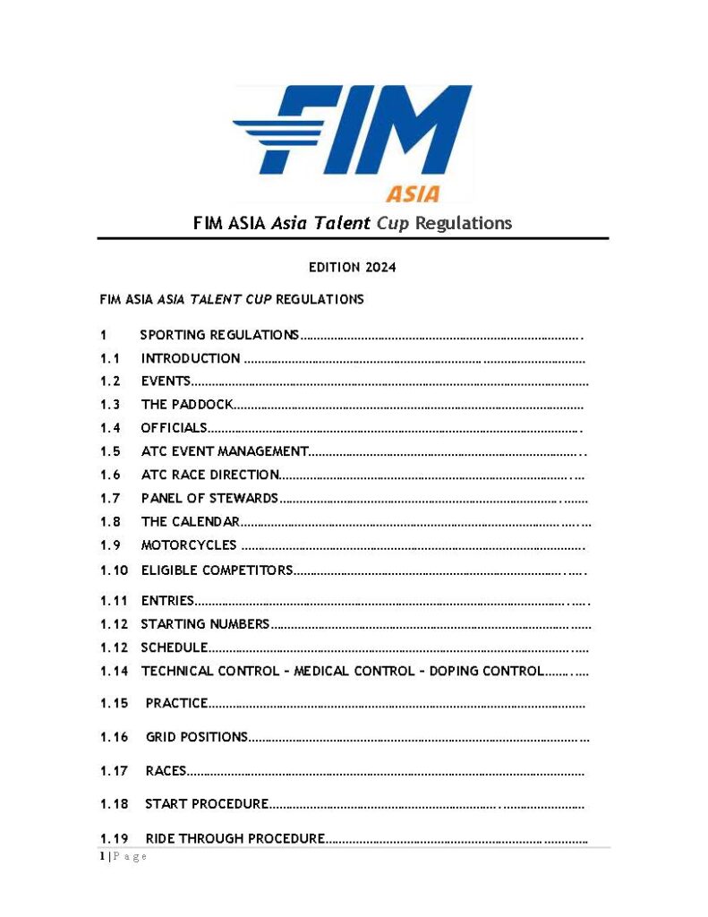 2024 FIM Asia ATC Regulations – FIM Asia Live